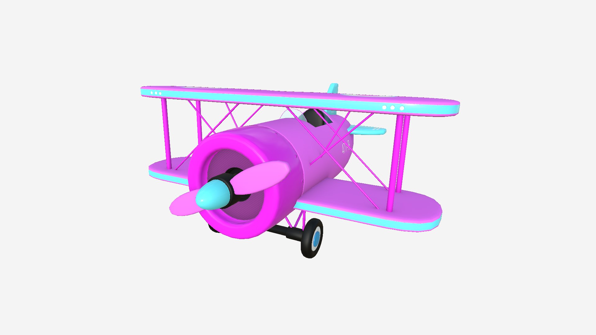 3D Airplane Cartoon A07 Pink Blue - Classic Aircraft model - TurboSquid ...