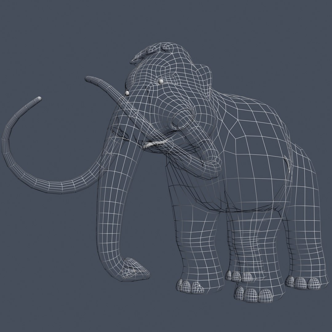 Cartoon Mammoth Rigged 3d Model
