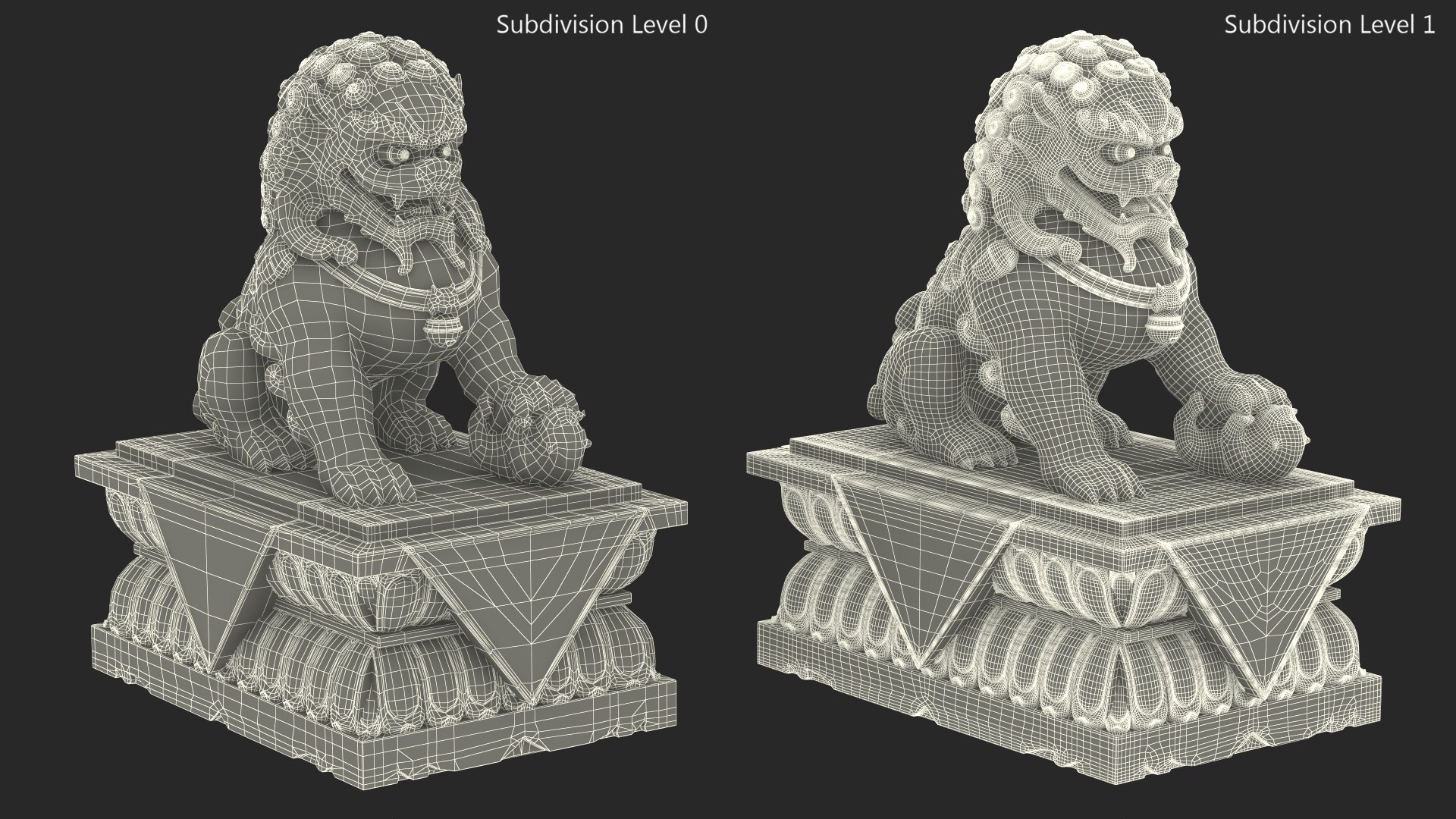 Chinese Stone Lion Statue model - TurboSquid 2068489