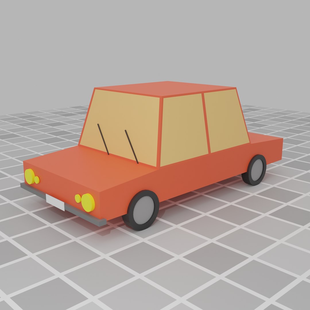 Low Poly Red Car 3D Model - TurboSquid 2064363