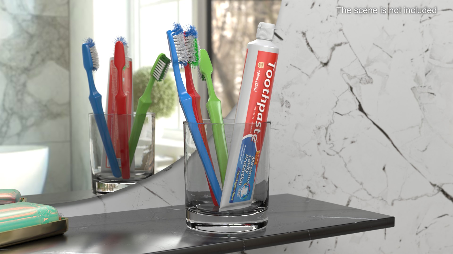 Toothbrushes In Glass With Toothpaste 3D Model - TurboSquid 2343103
