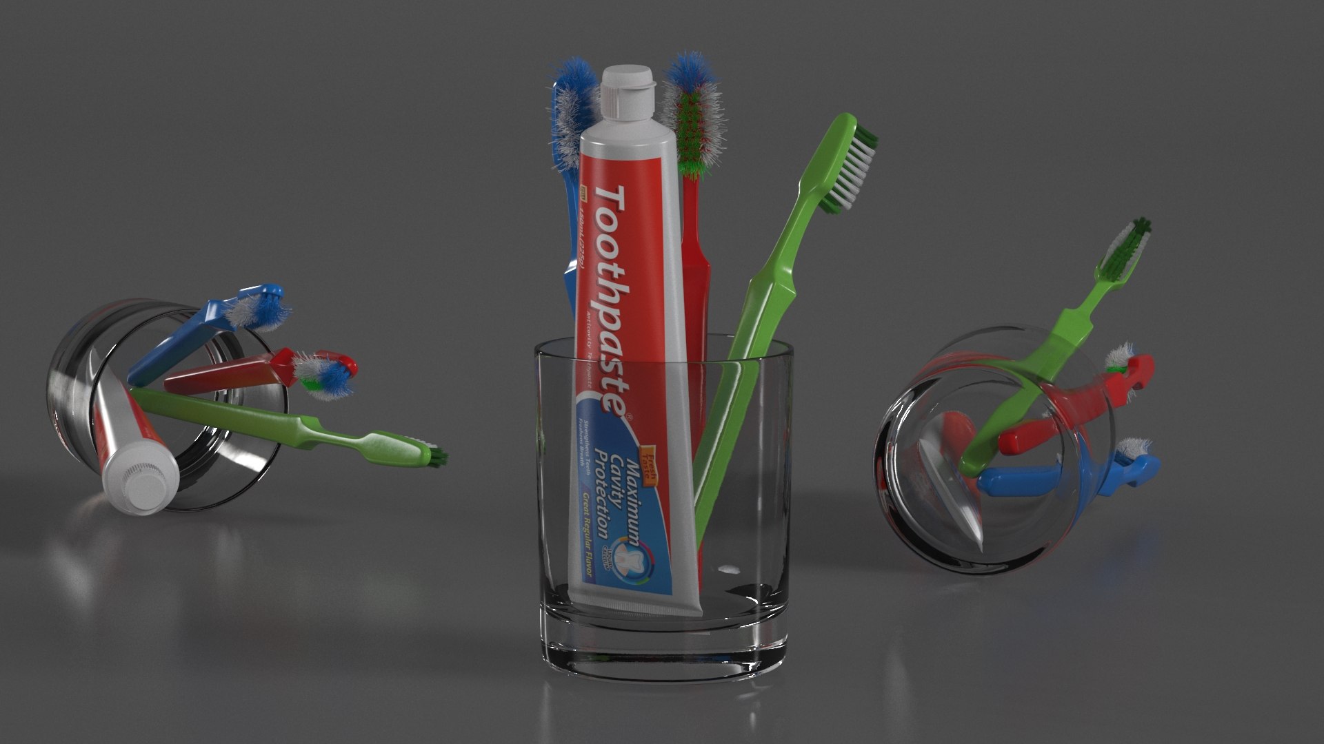 Toothbrushes In Glass With Toothpaste 3D Model - TurboSquid 2343103