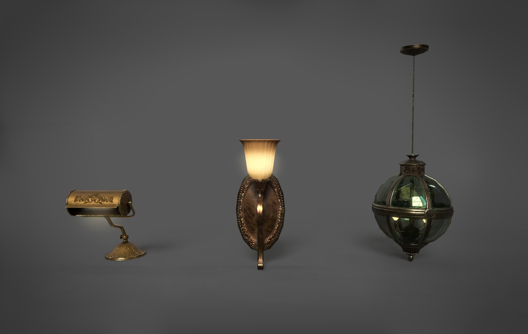 3D Model Victorian Antique Lamps Low-poly - TurboSquid 1712998