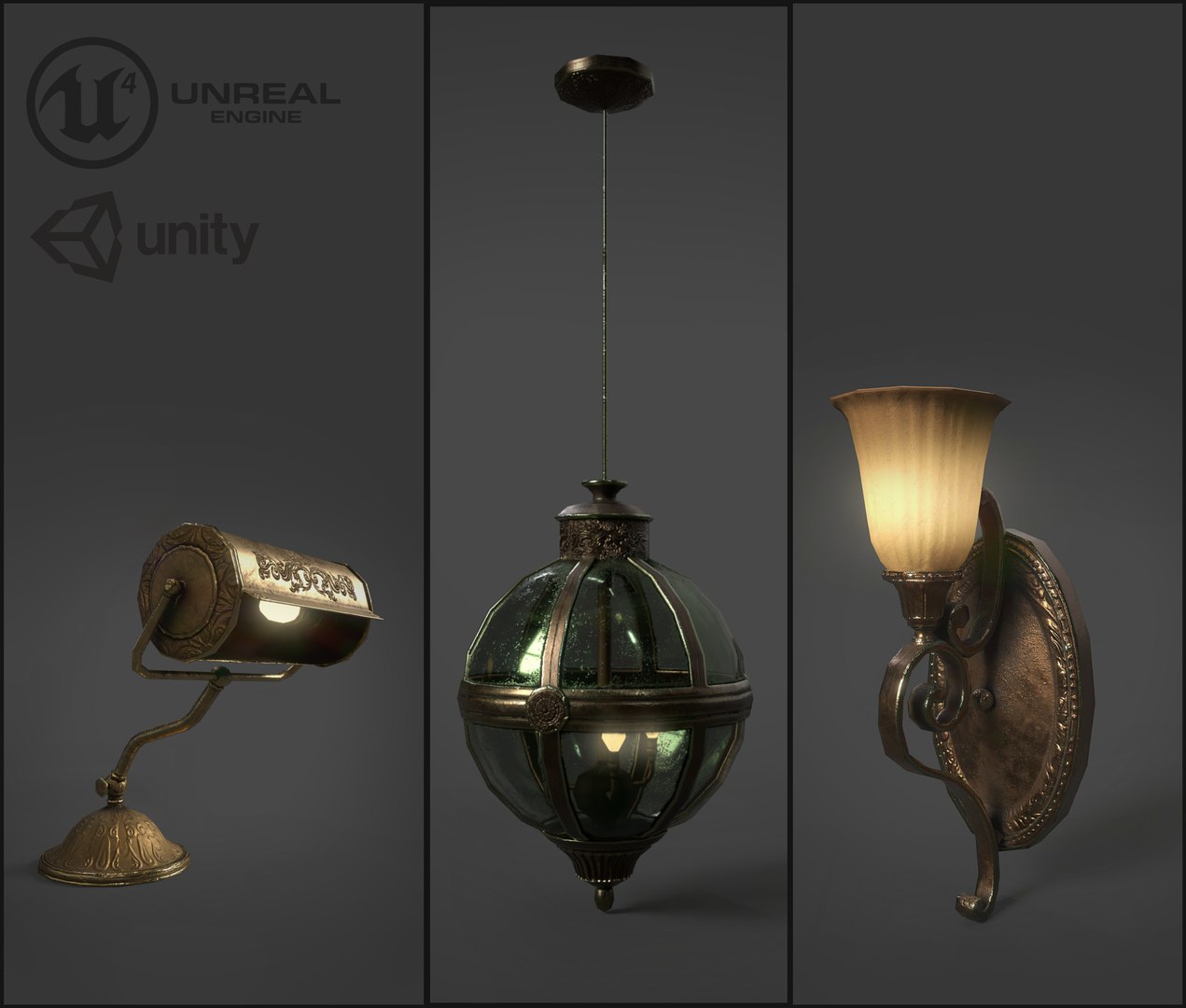 3D Model Victorian Antique Lamps Low-poly - TurboSquid 1712998