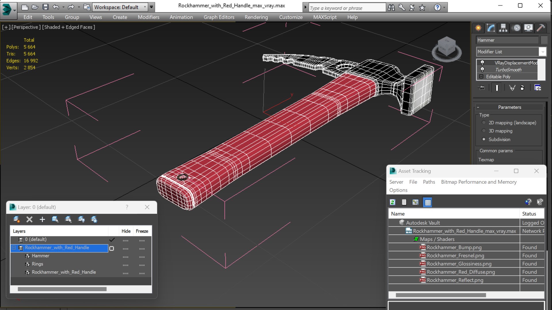 3D model Rockhammer with Red Handle - TurboSquid 2144486