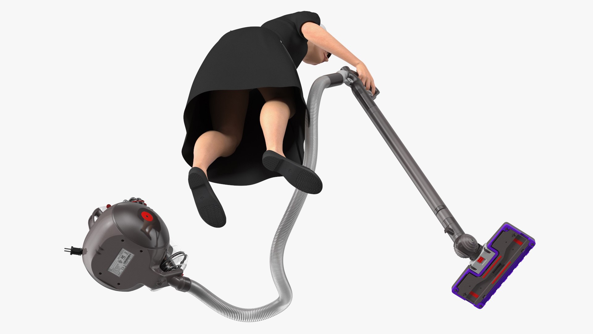 3D Housekeeping Maid with Dyson Big Ball Vacuum Cleaner Rigged model ...