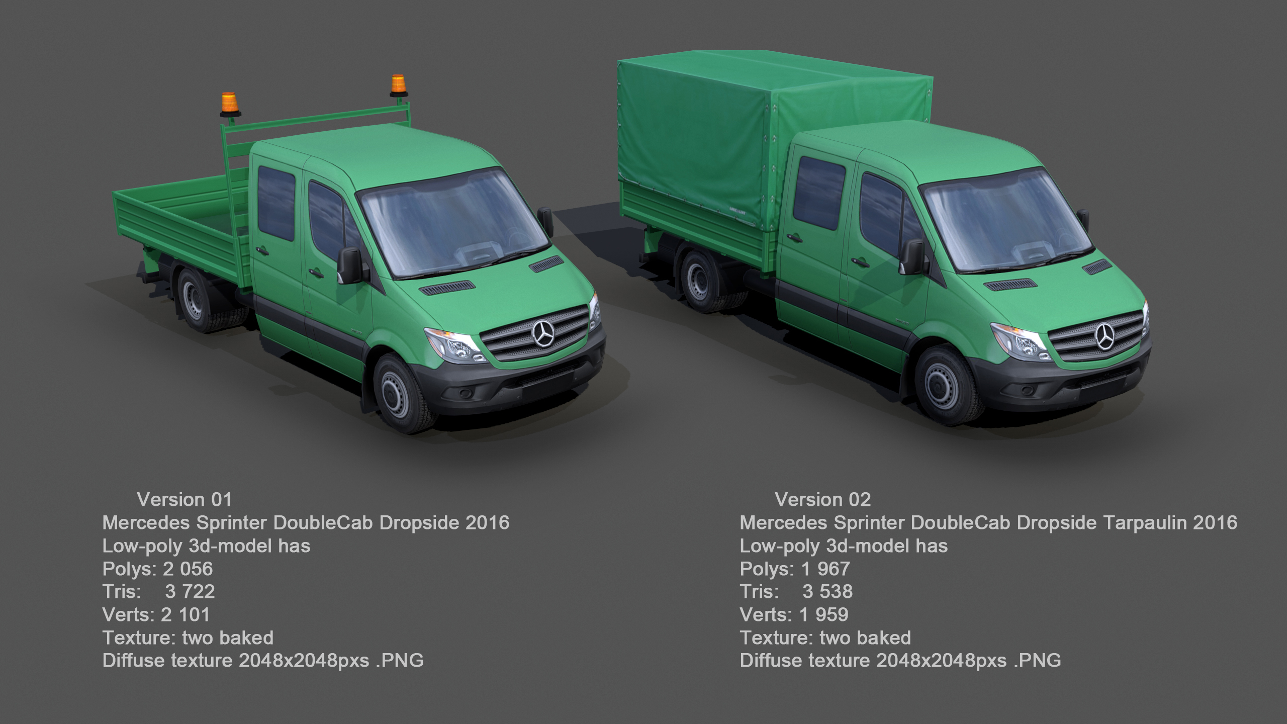 3D Mercedes Sprinter DoubleCab Dropside 2016 model - TurboSquid 1827761