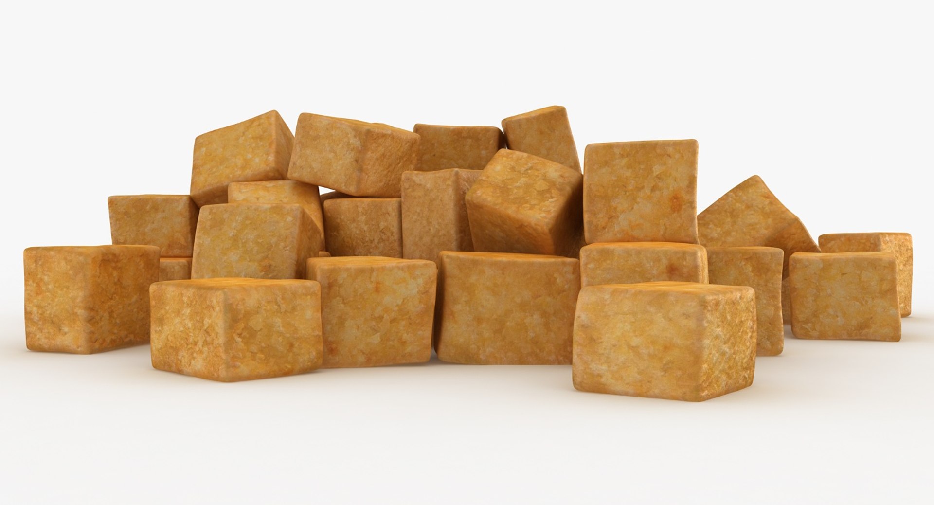3d Model Realistic Fried Tofu 2