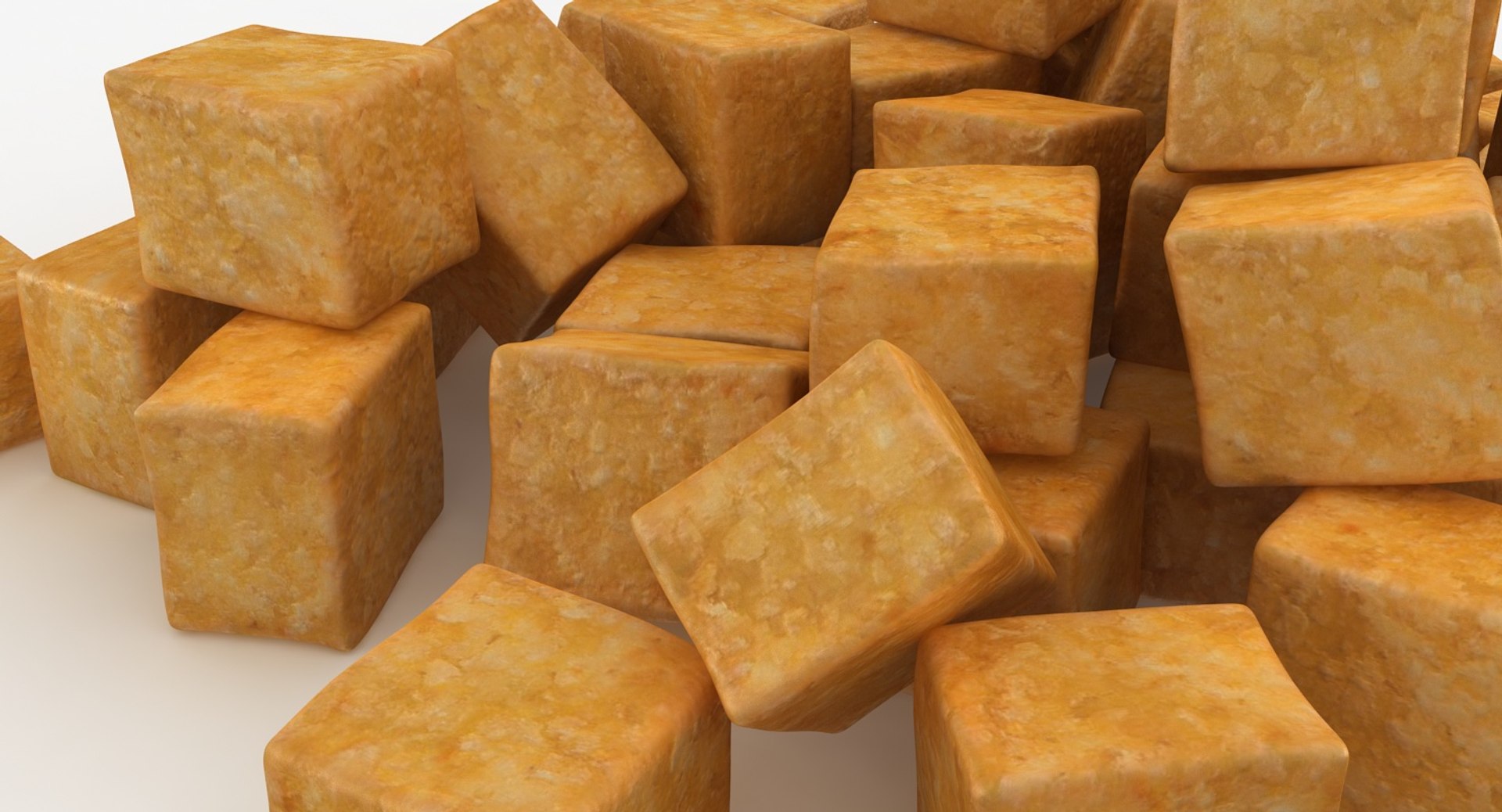3d Model Realistic Fried Tofu 2