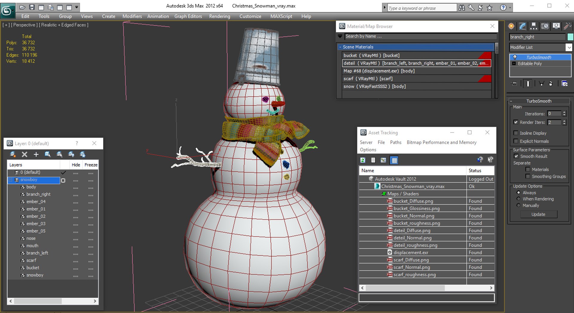 3D Christmas Snowman Snow - TurboSquid 1358176