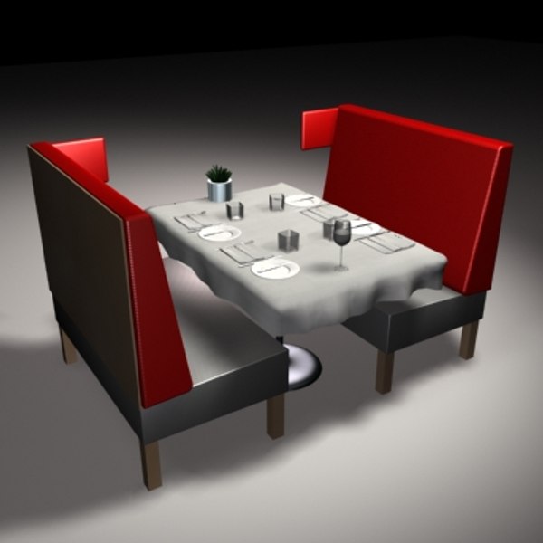 booths silverware restaurant table 3d model
