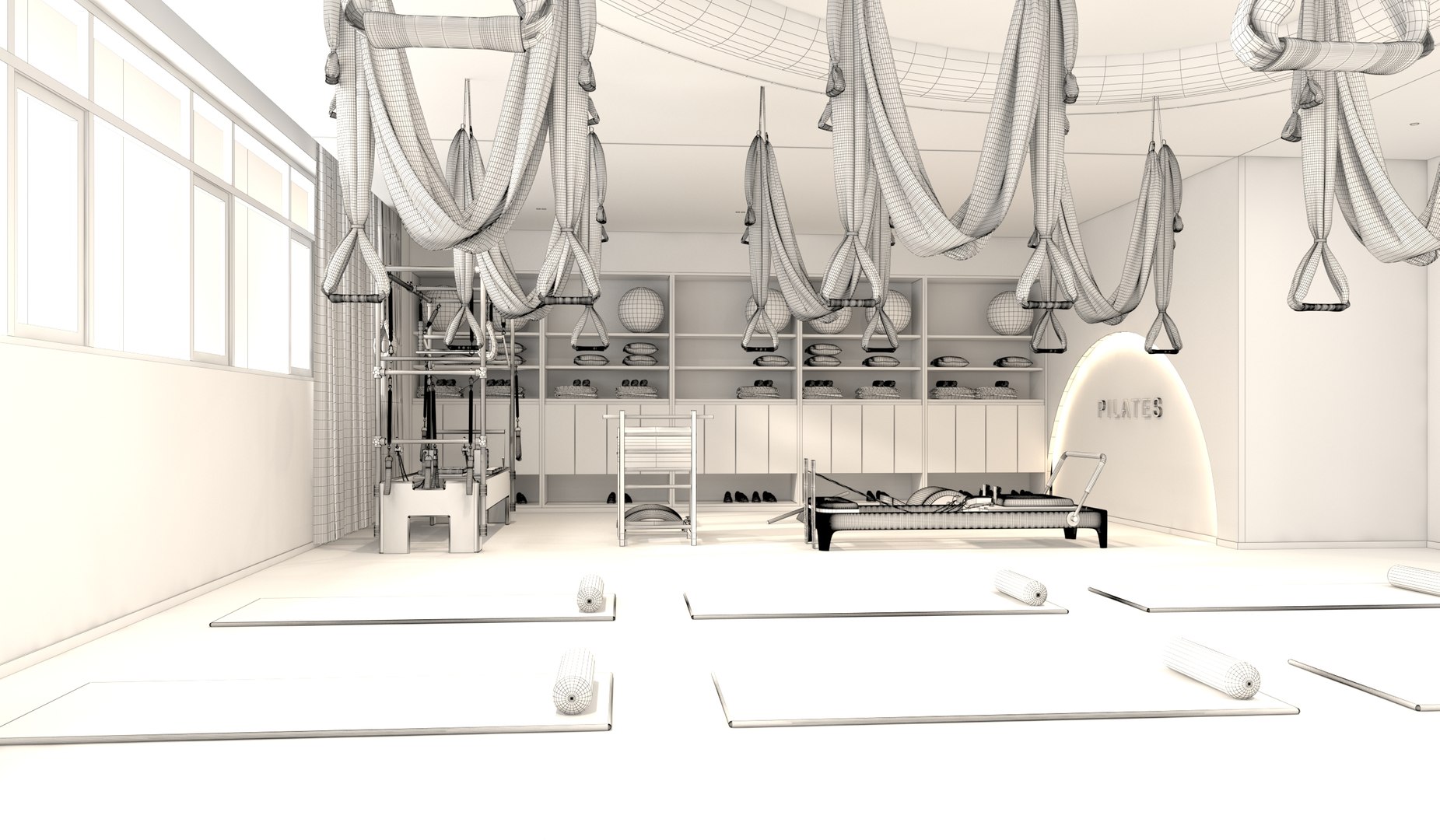 Modern Pilates Studio Interior Scene 3D Model - TurboSquid 2394752
