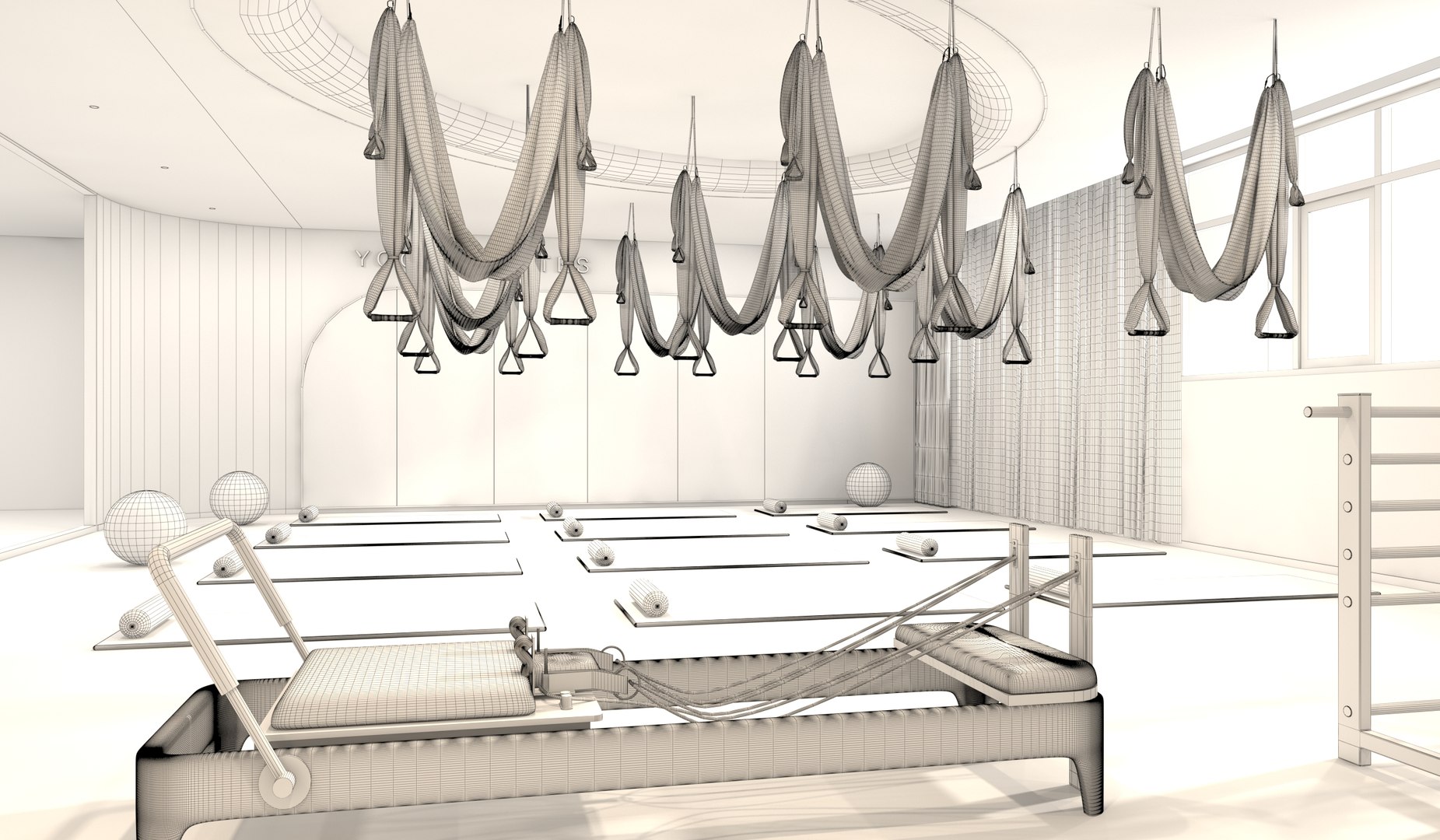 Modern Pilates Studio Interior Scene 3D Model - TurboSquid 2394752