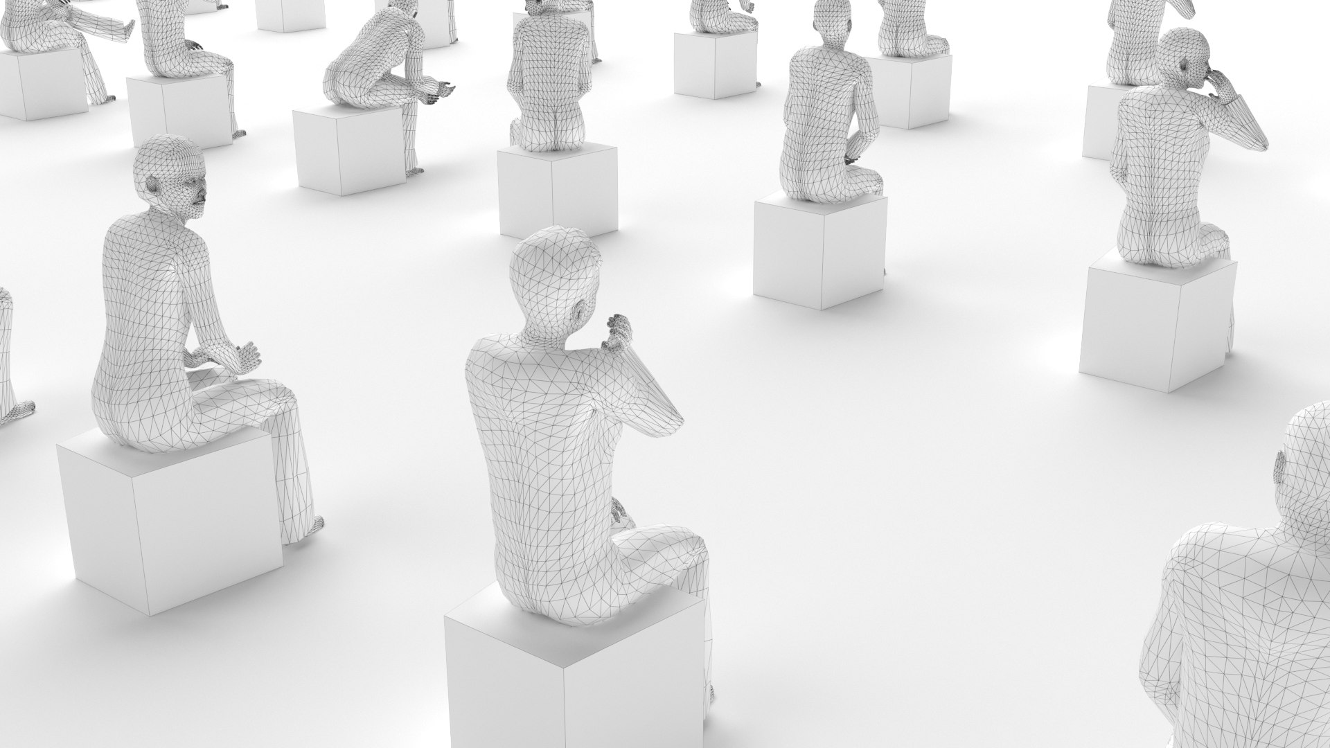 Low Poly Rigged And Animated Sitting Females Pack - 200 Pieces 3D Model ...