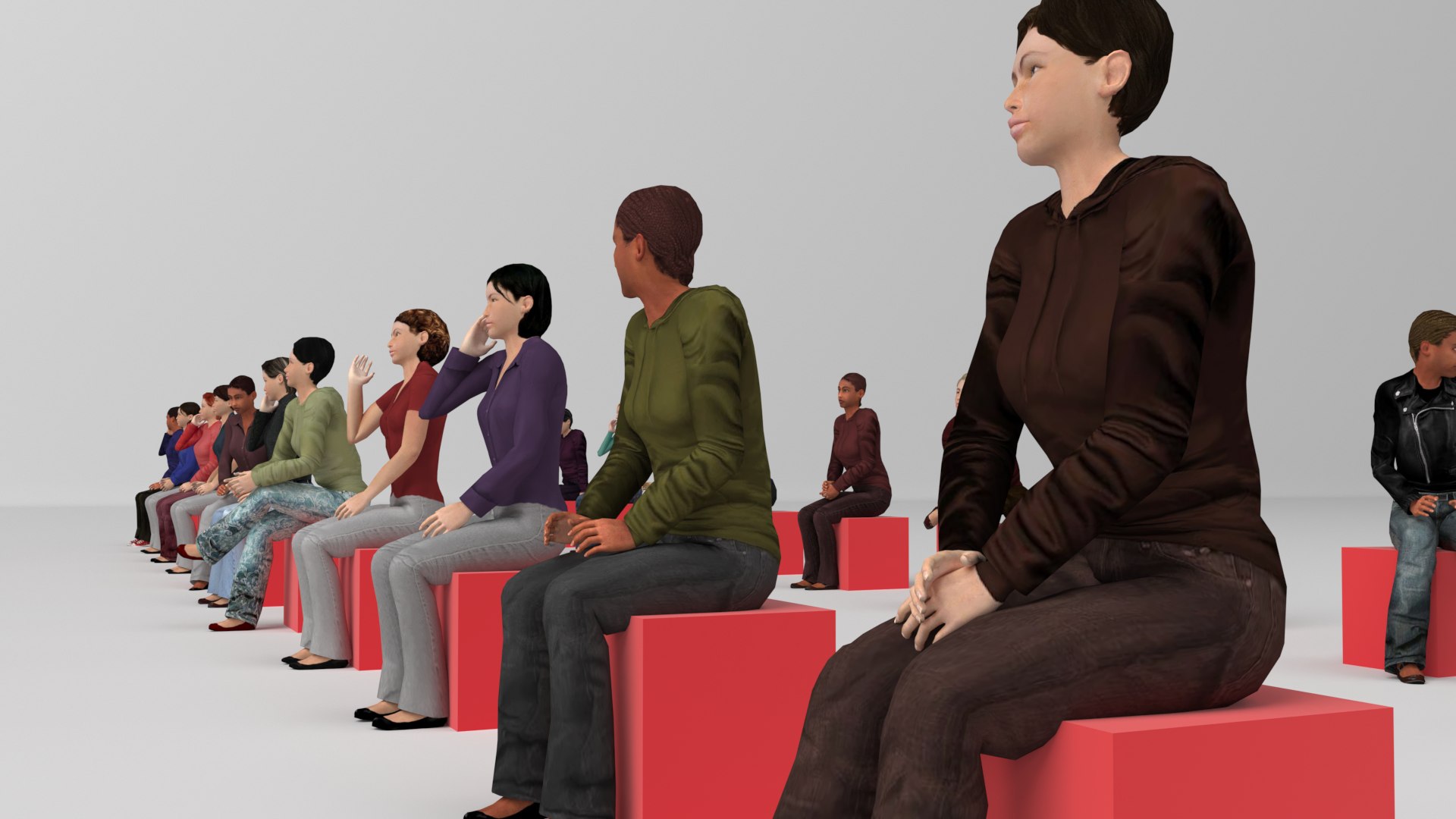 Low Poly Rigged And Animated Sitting Females Pack - 200 Pieces 3D Model ...