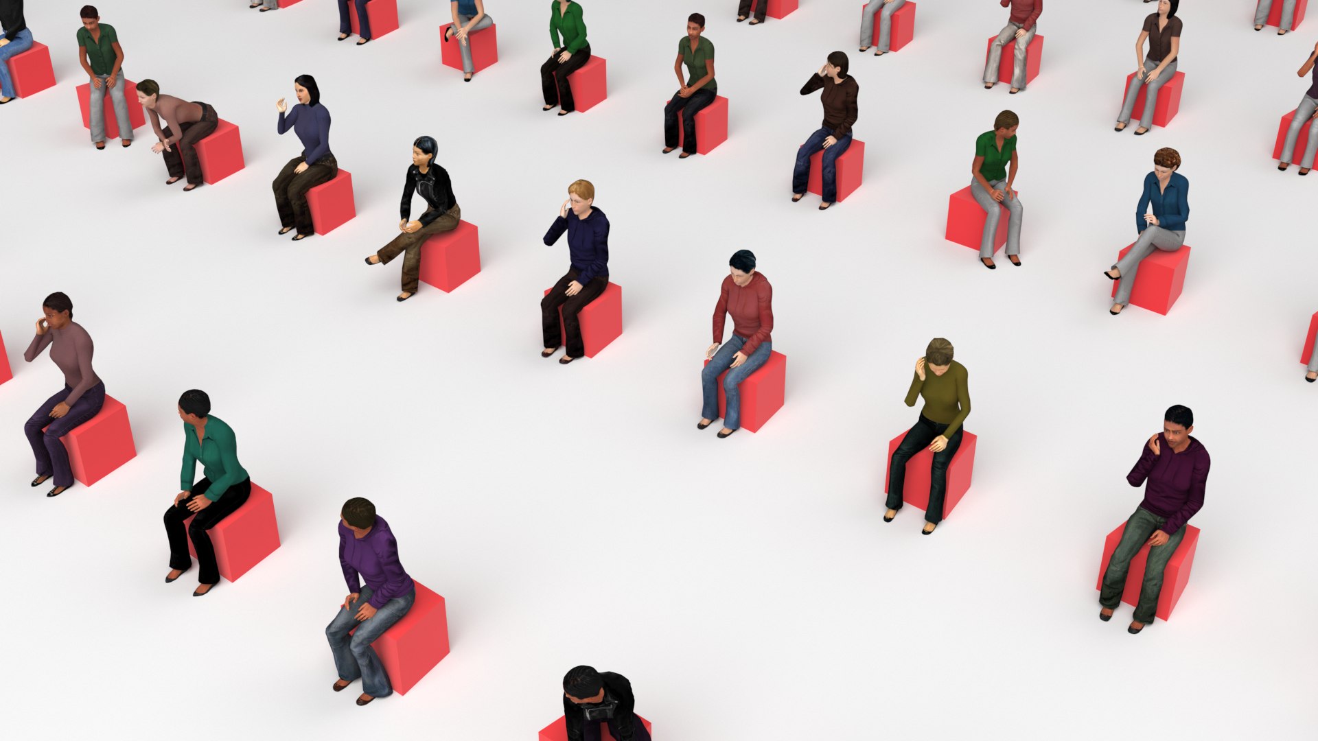 Low Poly Rigged And Animated Sitting Females Pack - 200 Pieces 3D Model ...