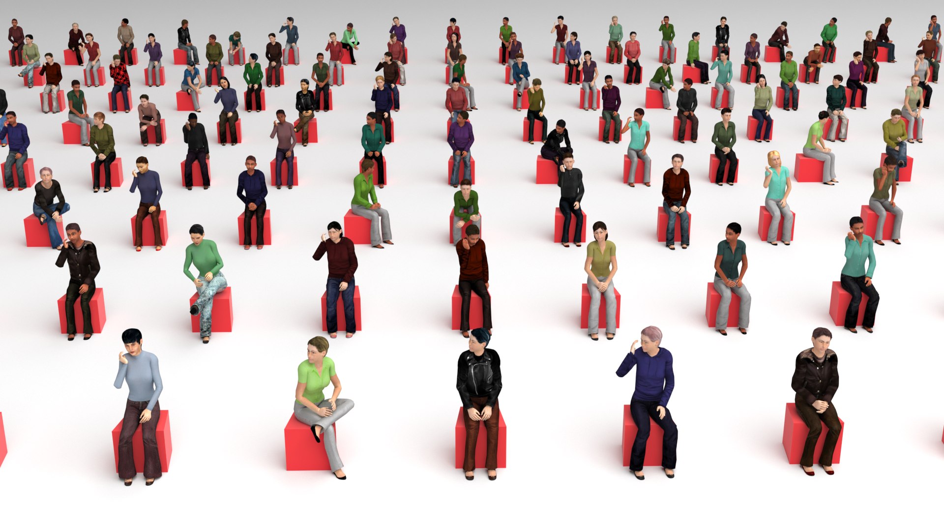 Low Poly Rigged And Animated Sitting Females Pack - 200 Pieces 3D Model ...