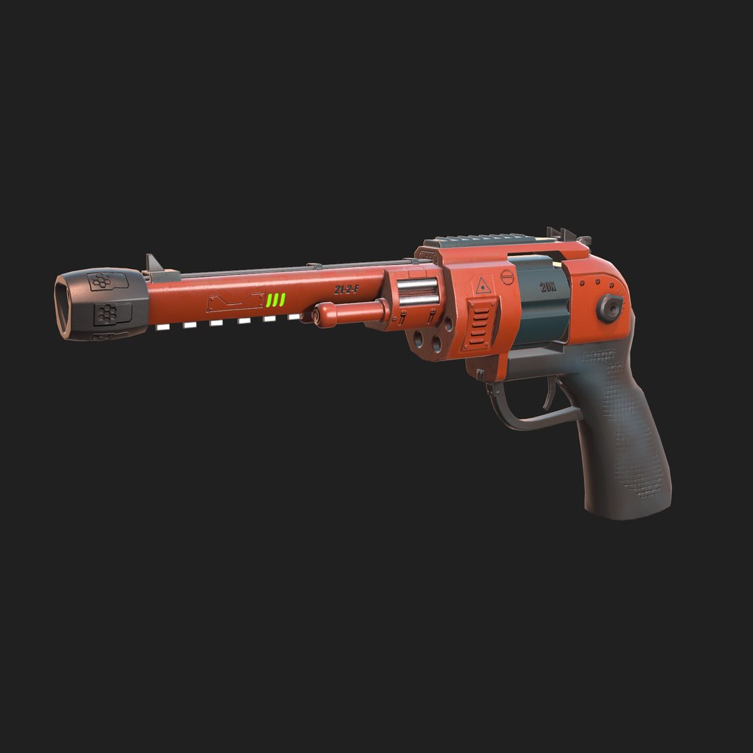 3D Model Sci-fi Blaster Revolver - TurboSquid 1304313