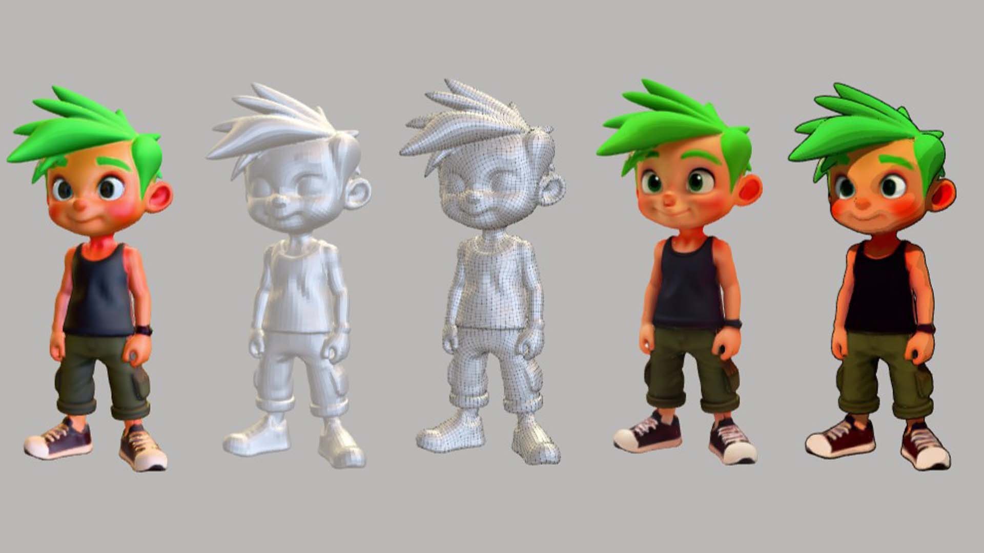 3D Cartoon Character With Green Hair - TurboSquid 2299824