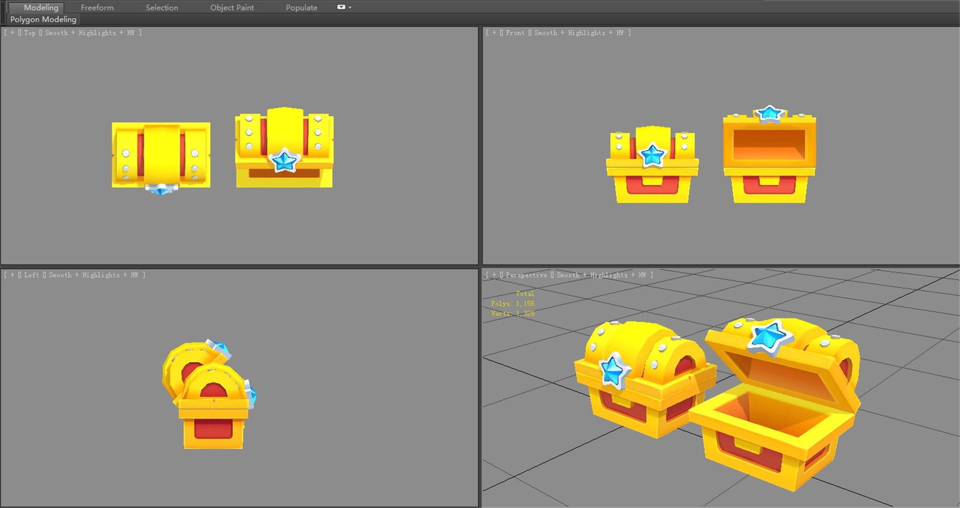 Cartoon Gold Chest 3D Model - TurboSquid 2261286