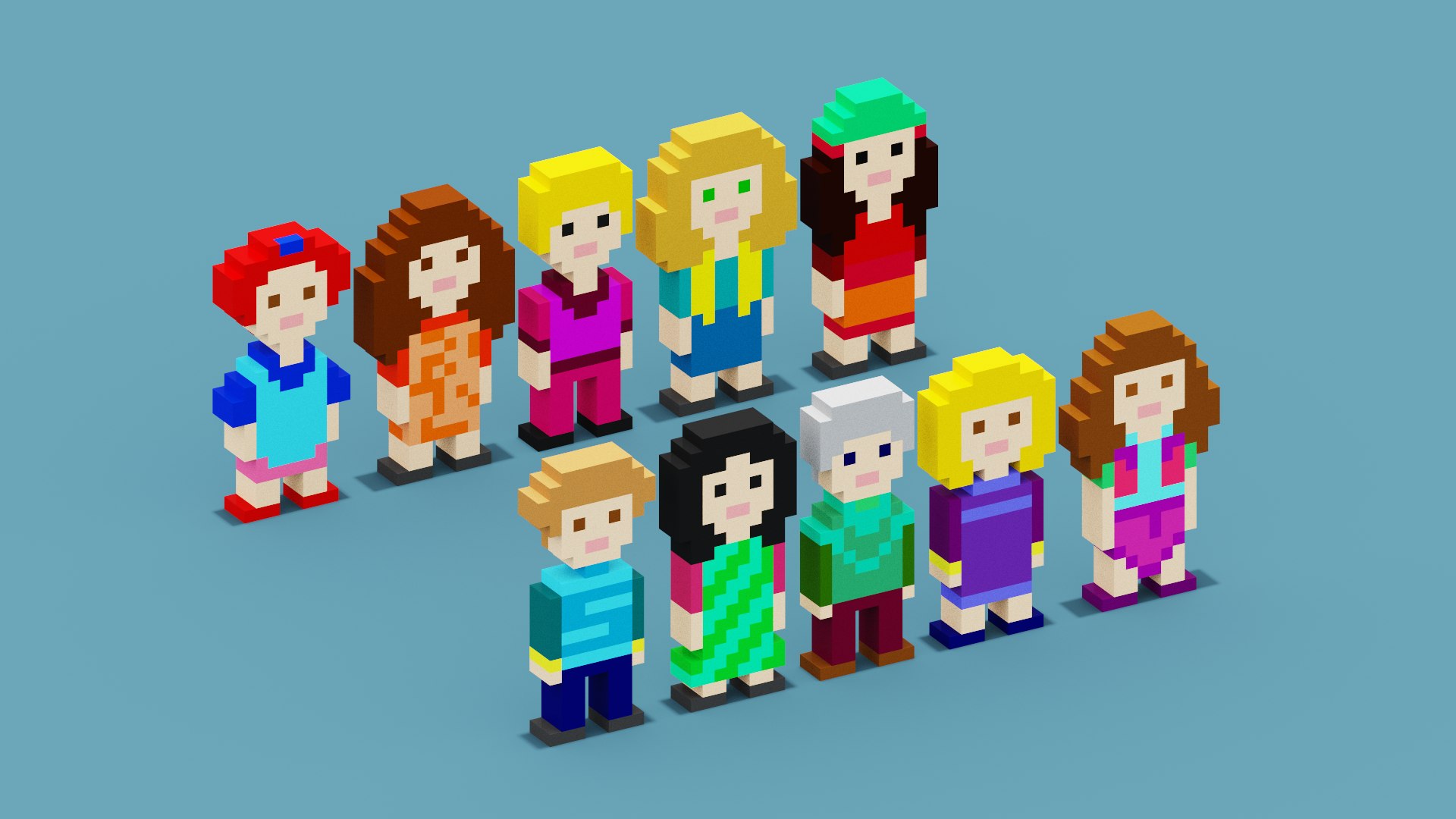 3D NFT Pixel Characters - TurboSquid 2025951