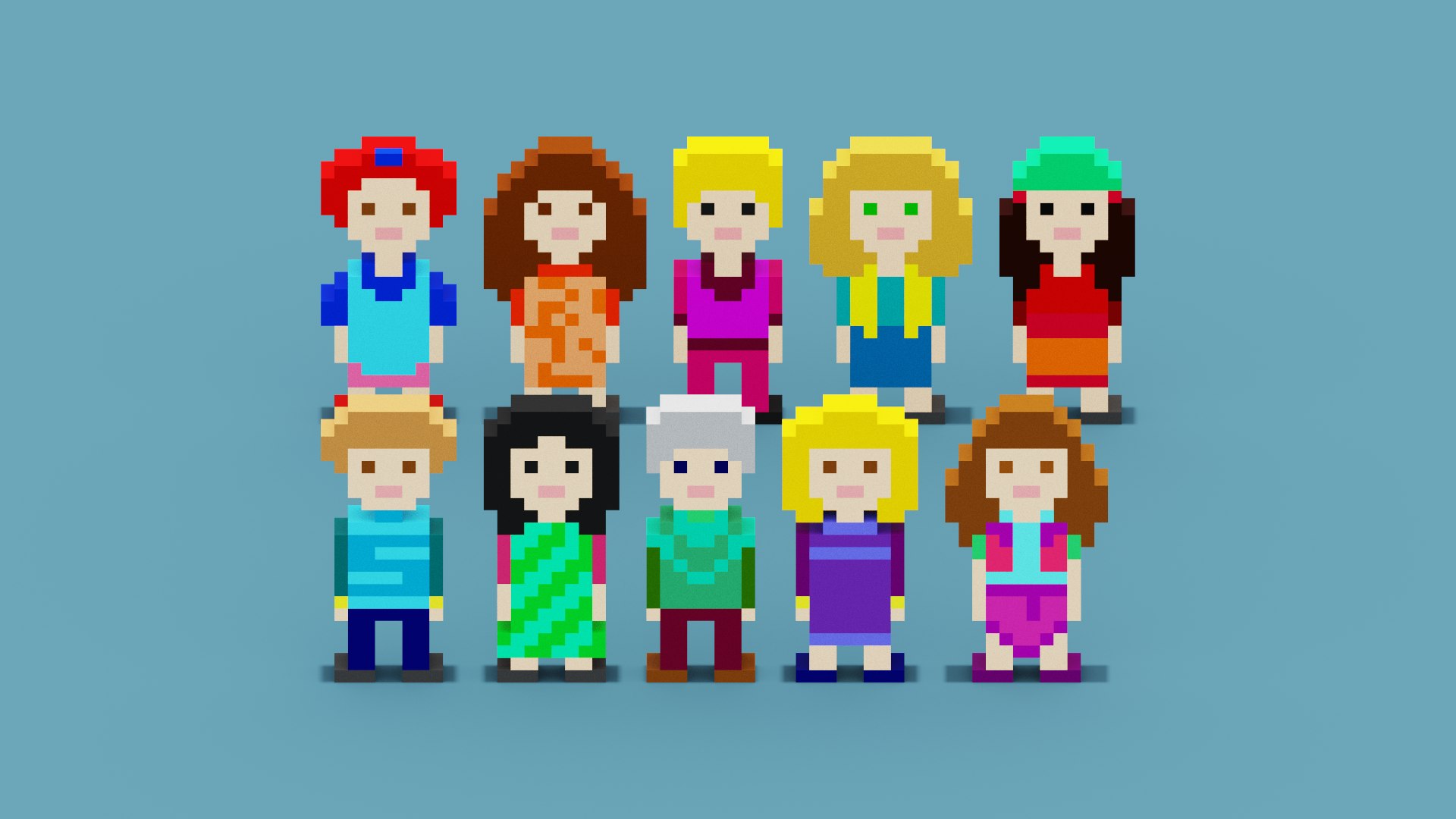 3D NFT Pixel Characters - TurboSquid 2025951