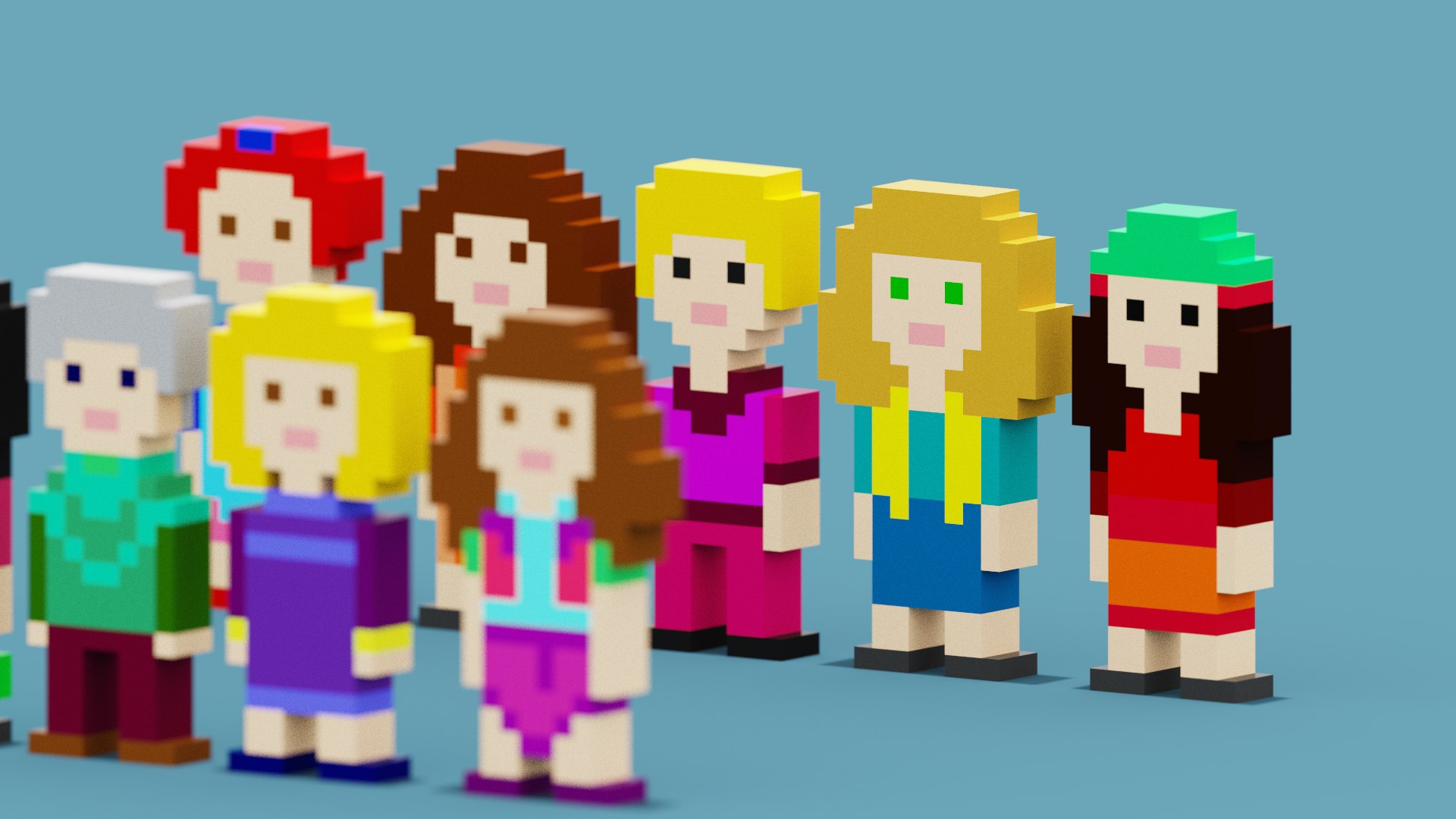 3D NFT Pixel Characters - TurboSquid 2025951