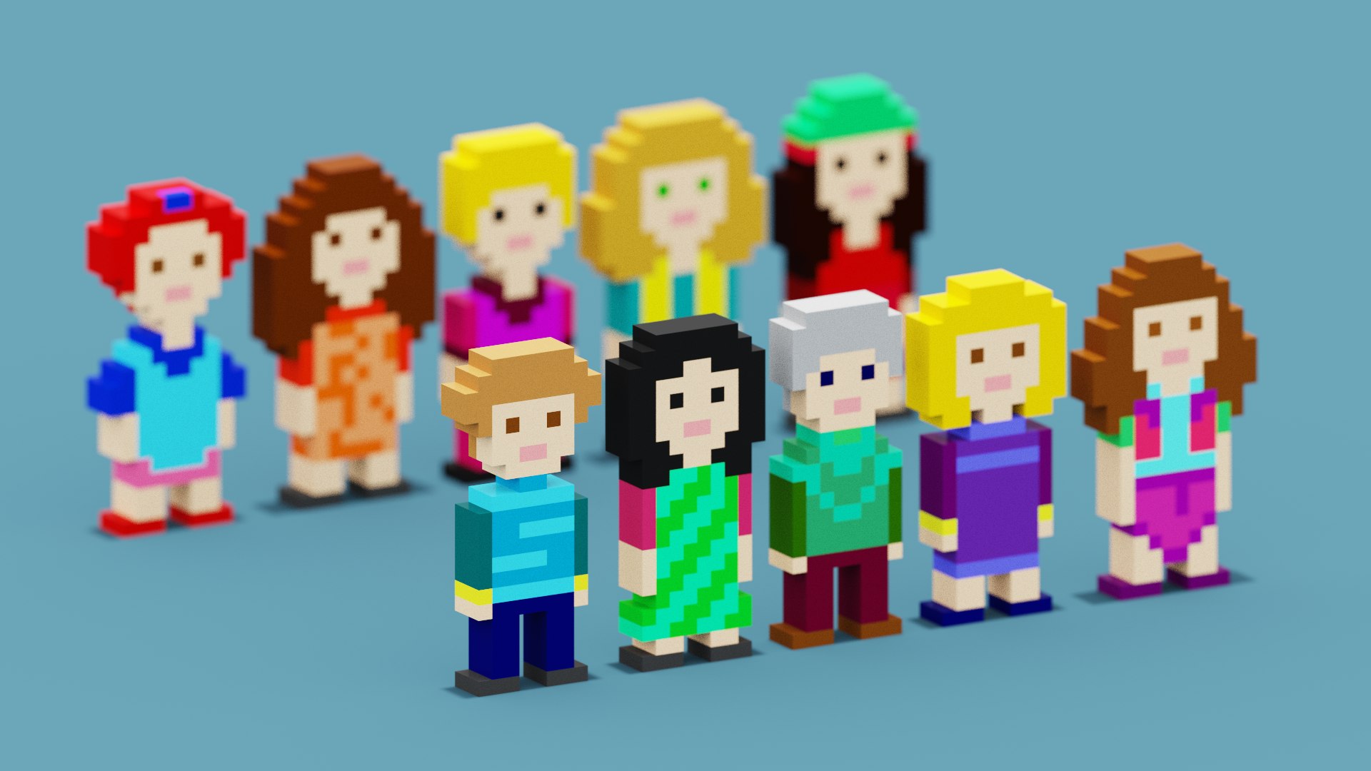 3D NFT Pixel Characters - TurboSquid 2025951
