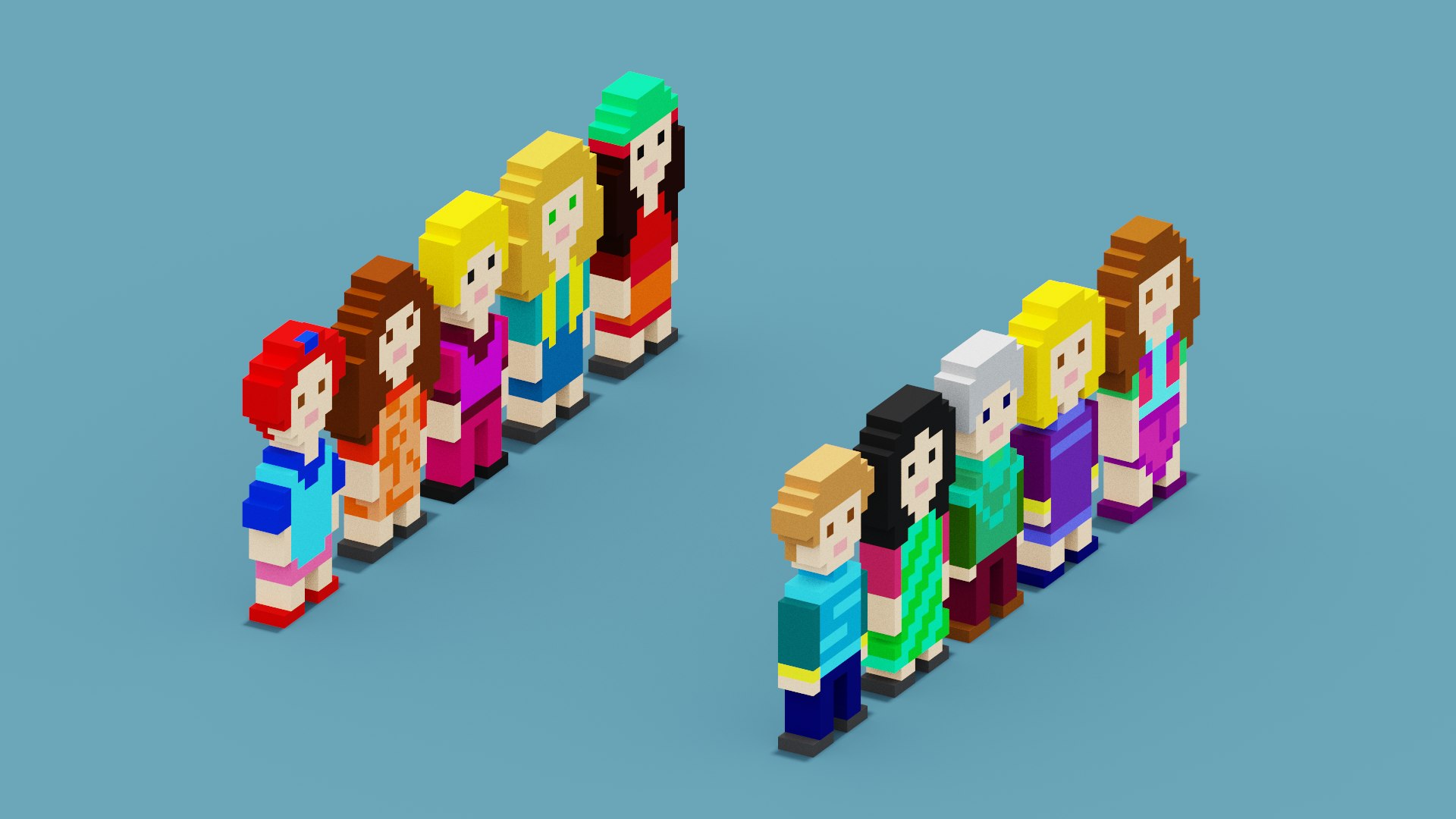 3D NFT Pixel Characters - TurboSquid 2025951