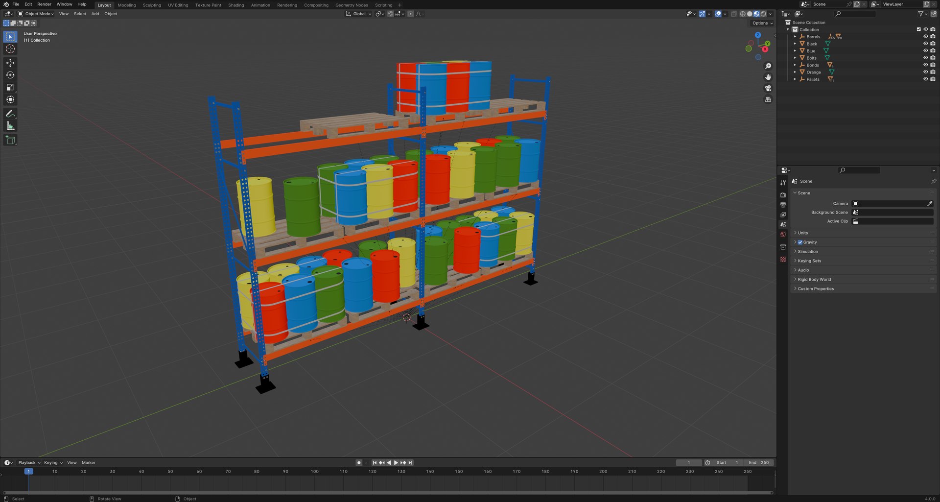 3D Metal Shelf Pallet Rack And Barrels - TurboSquid 2293011