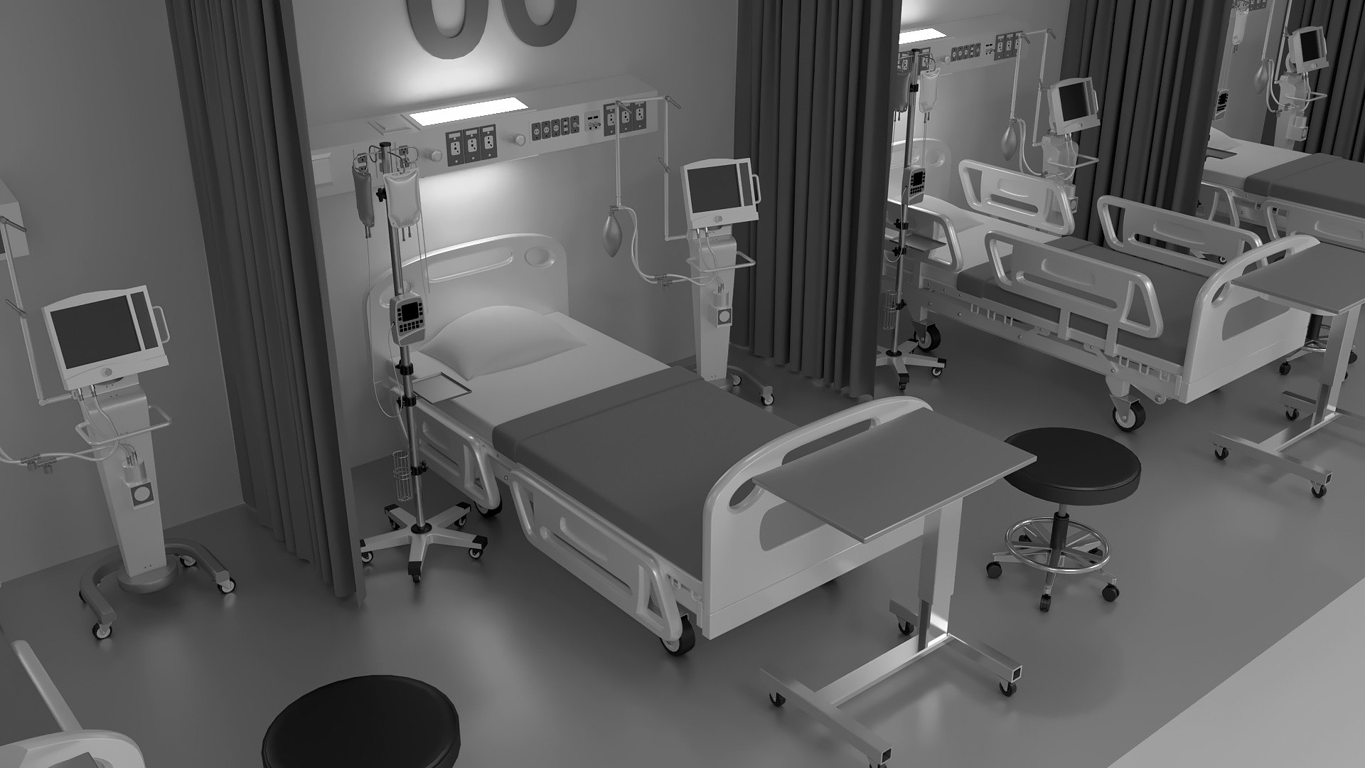 3D Medical Recovery Room Scene - TurboSquid 1548436