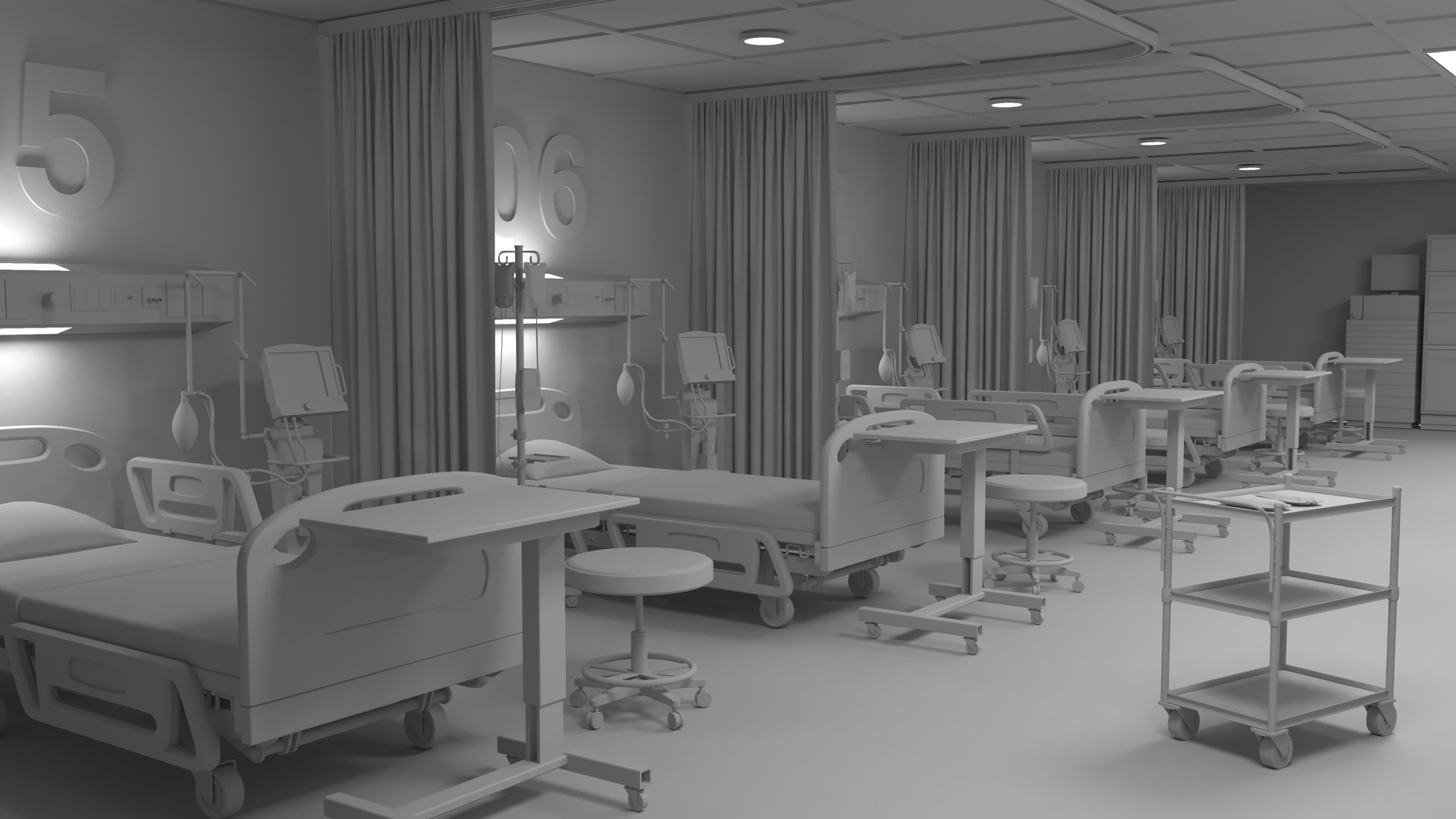 3D Medical Recovery Room Scene - TurboSquid 1548436