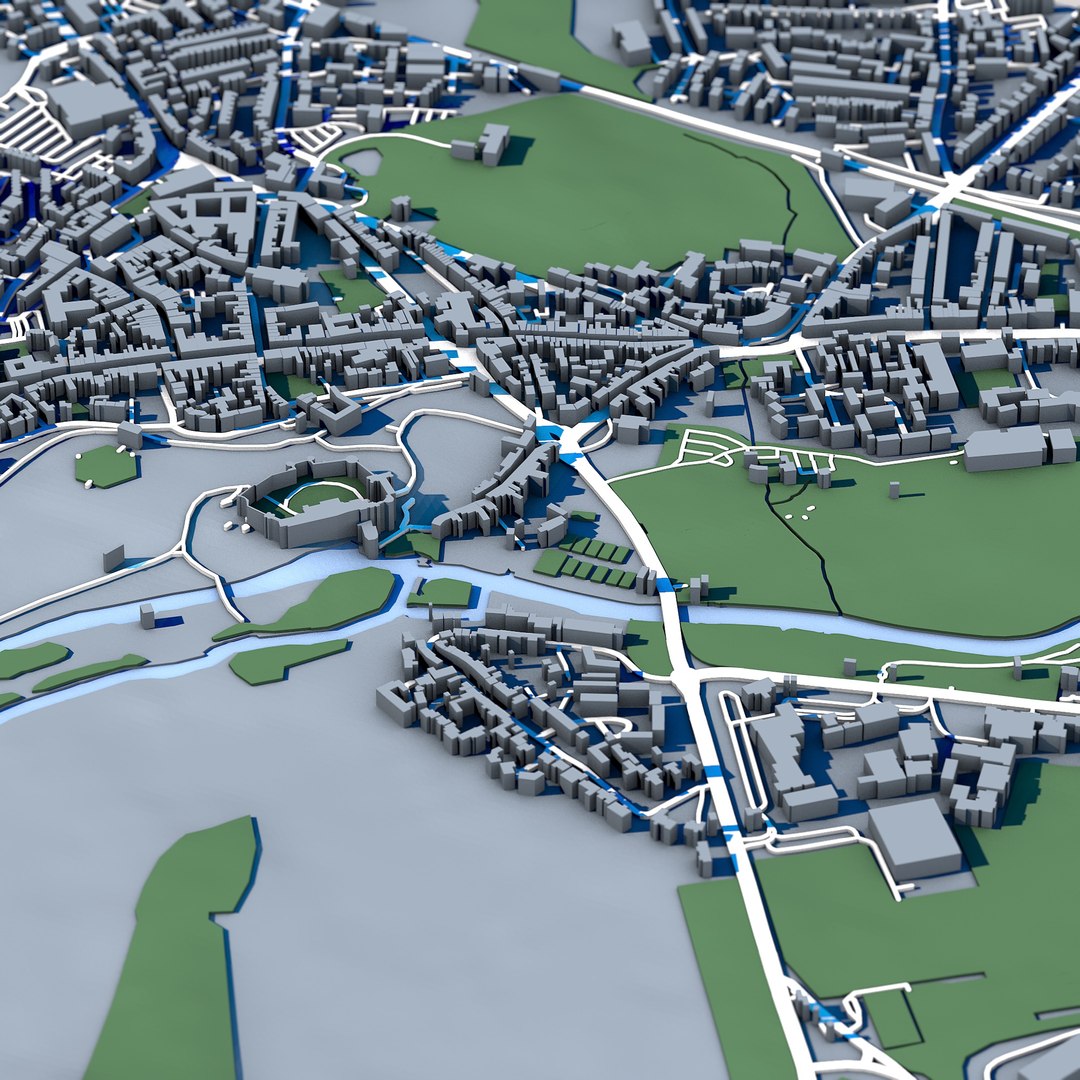 3D Model Warwick Cityscape England 3D Model Medieval Castle Town ...