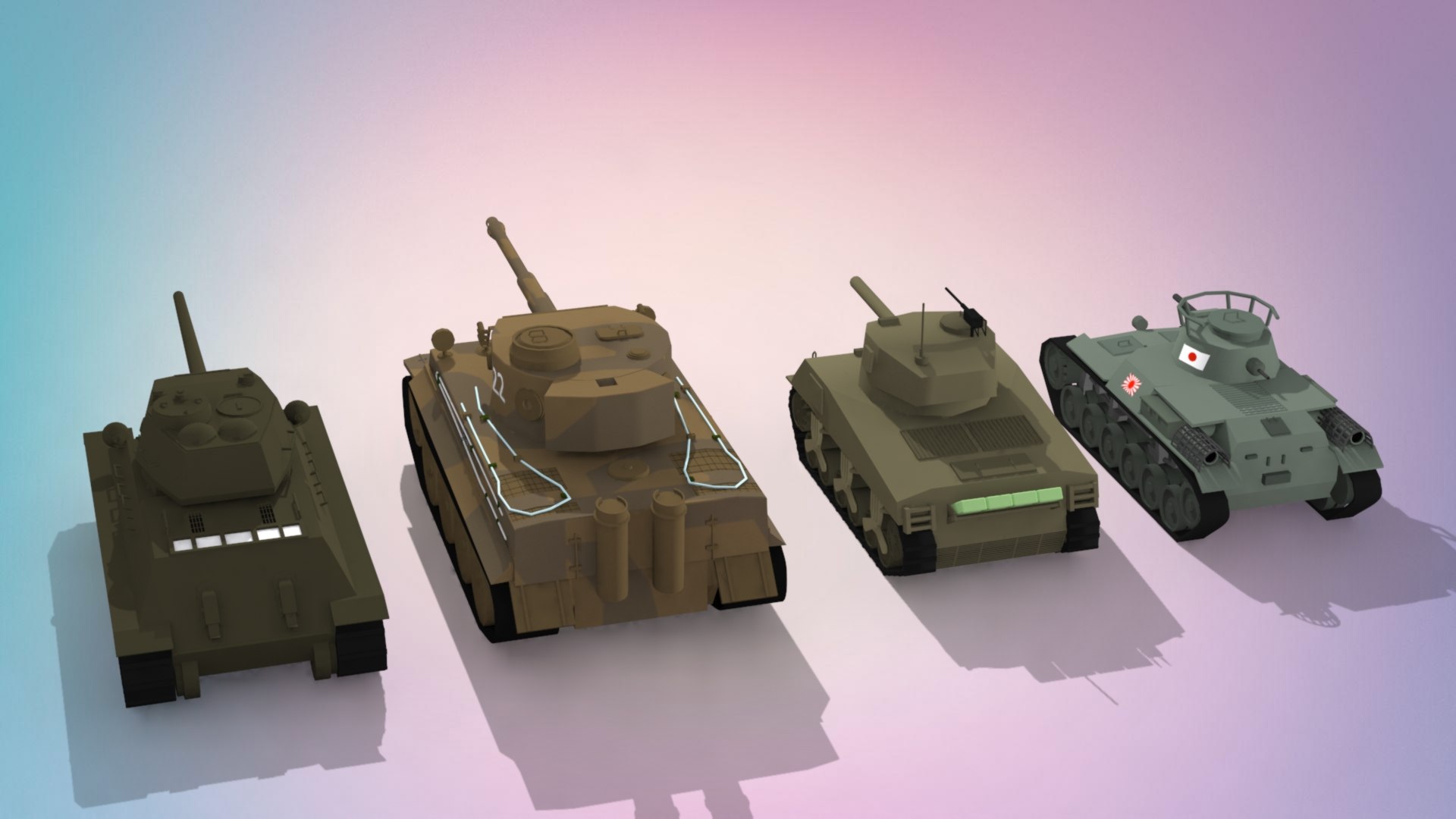 WW2 Cartoon Tank PACK1 3D - TurboSquid 1955255