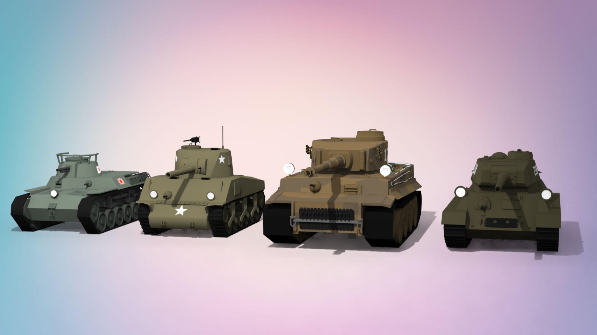 WW2 Cartoon Tank PACK1 3D - TurboSquid 1955255