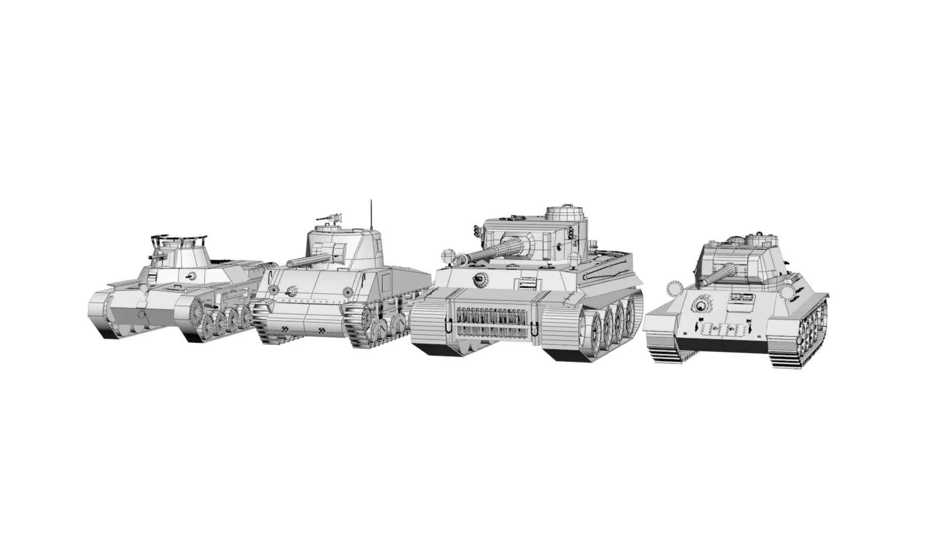 WW2 Cartoon Tank PACK1 3D - TurboSquid 1955255