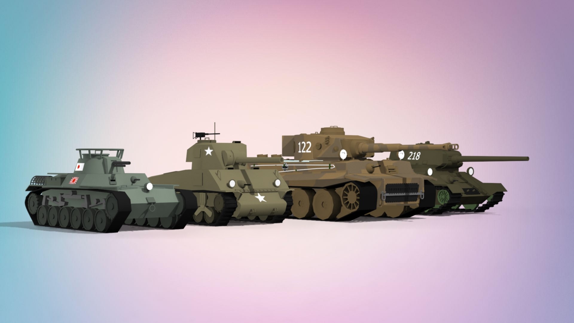 WW2 Cartoon Tank PACK1 3D - TurboSquid 1955255