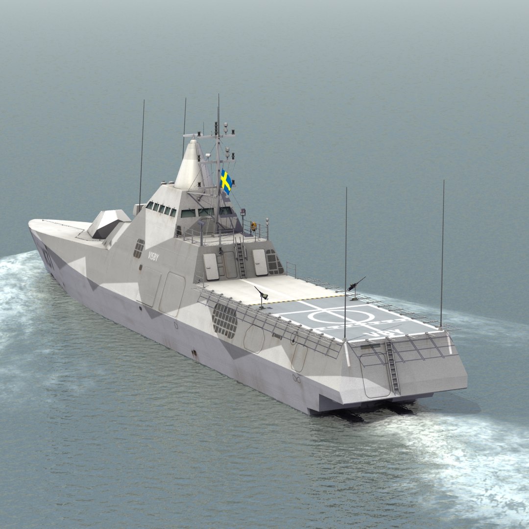 3d Model Hswms Visby Warship Navy