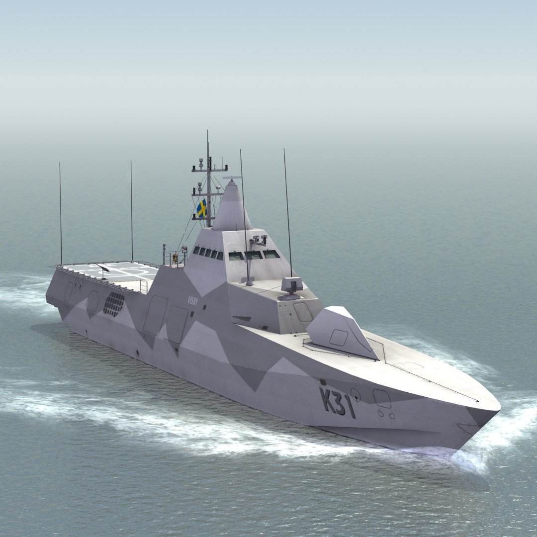 3d Model Hswms Visby Warship Navy