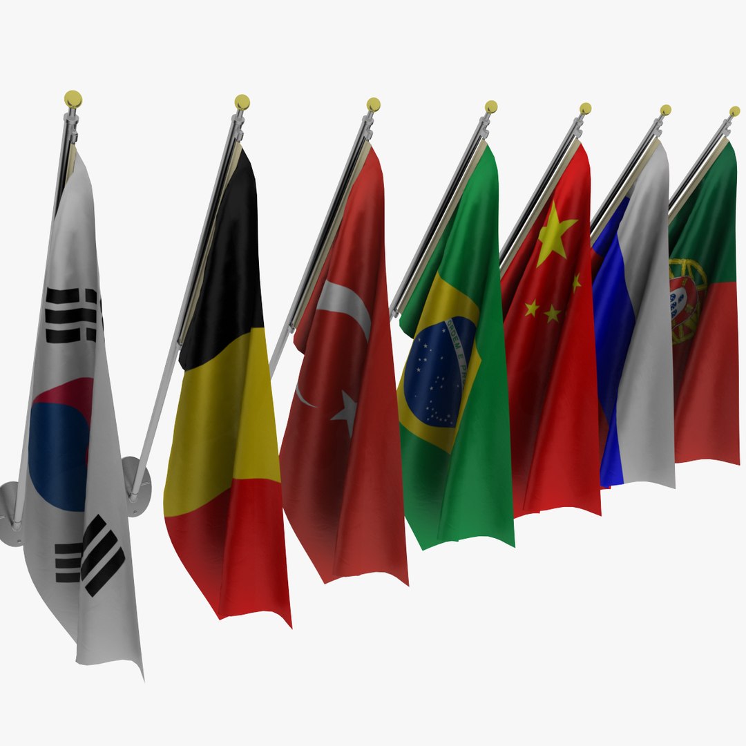Wall Flags 3d Model