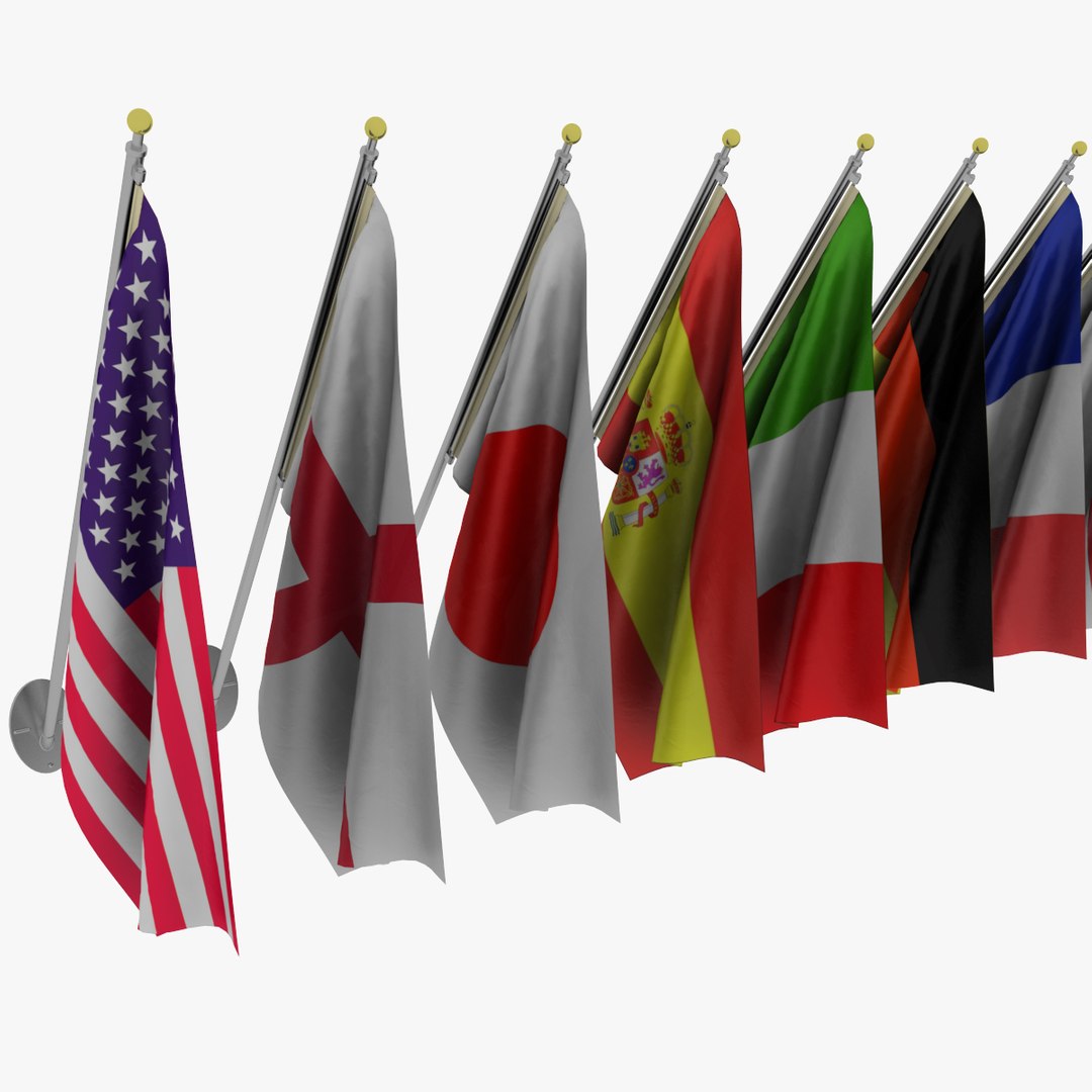 Wall Flags 3d Model
