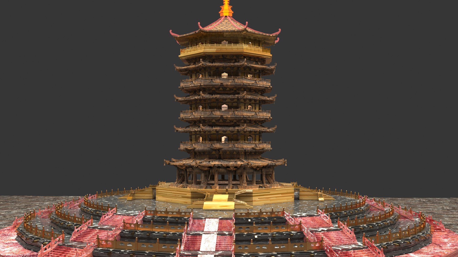 3D Chinese Ancient Tower - TurboSquid 1883020