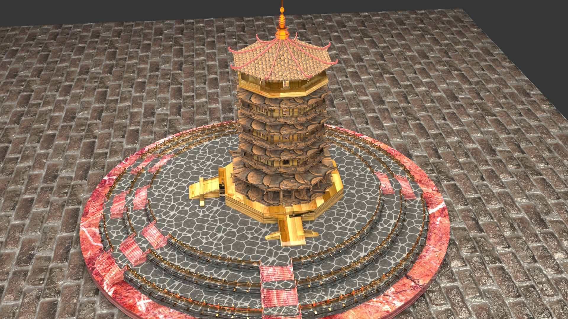 3D Chinese Ancient Tower - TurboSquid 1883020