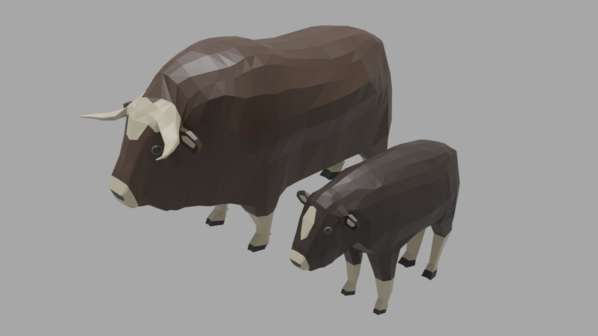 3D musk ox family model - TurboSquid 1634873