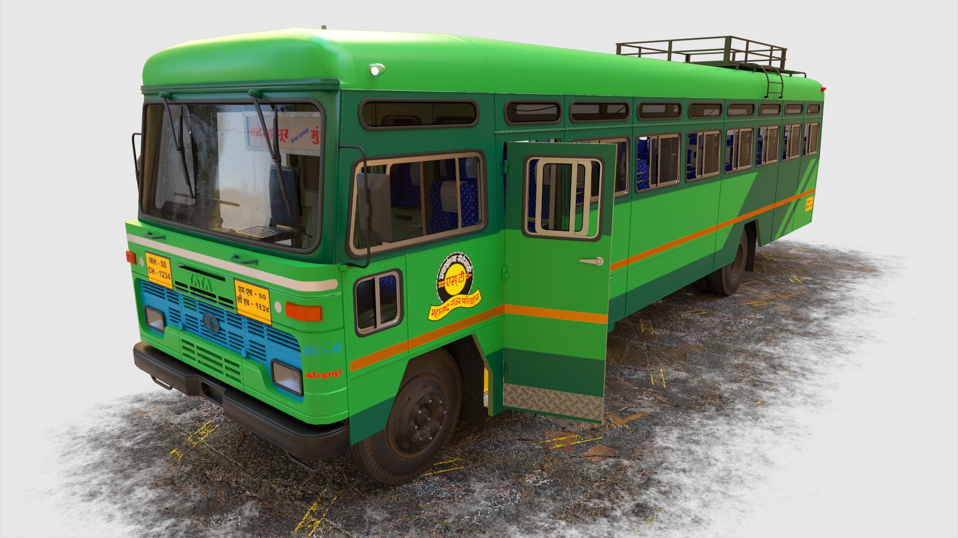 Indian ST Bus V1 Dark Green Light Green 3D Model - TurboSquid 2209718