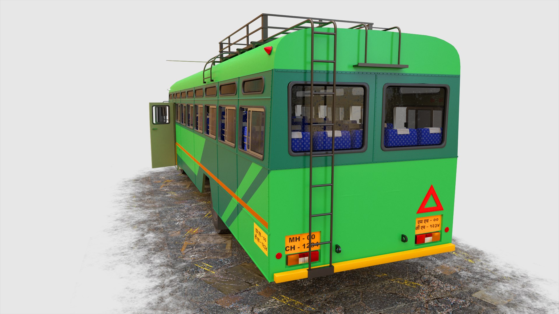 Indian ST Bus V1 Dark Green Light Green 3D Model - TurboSquid 2209718