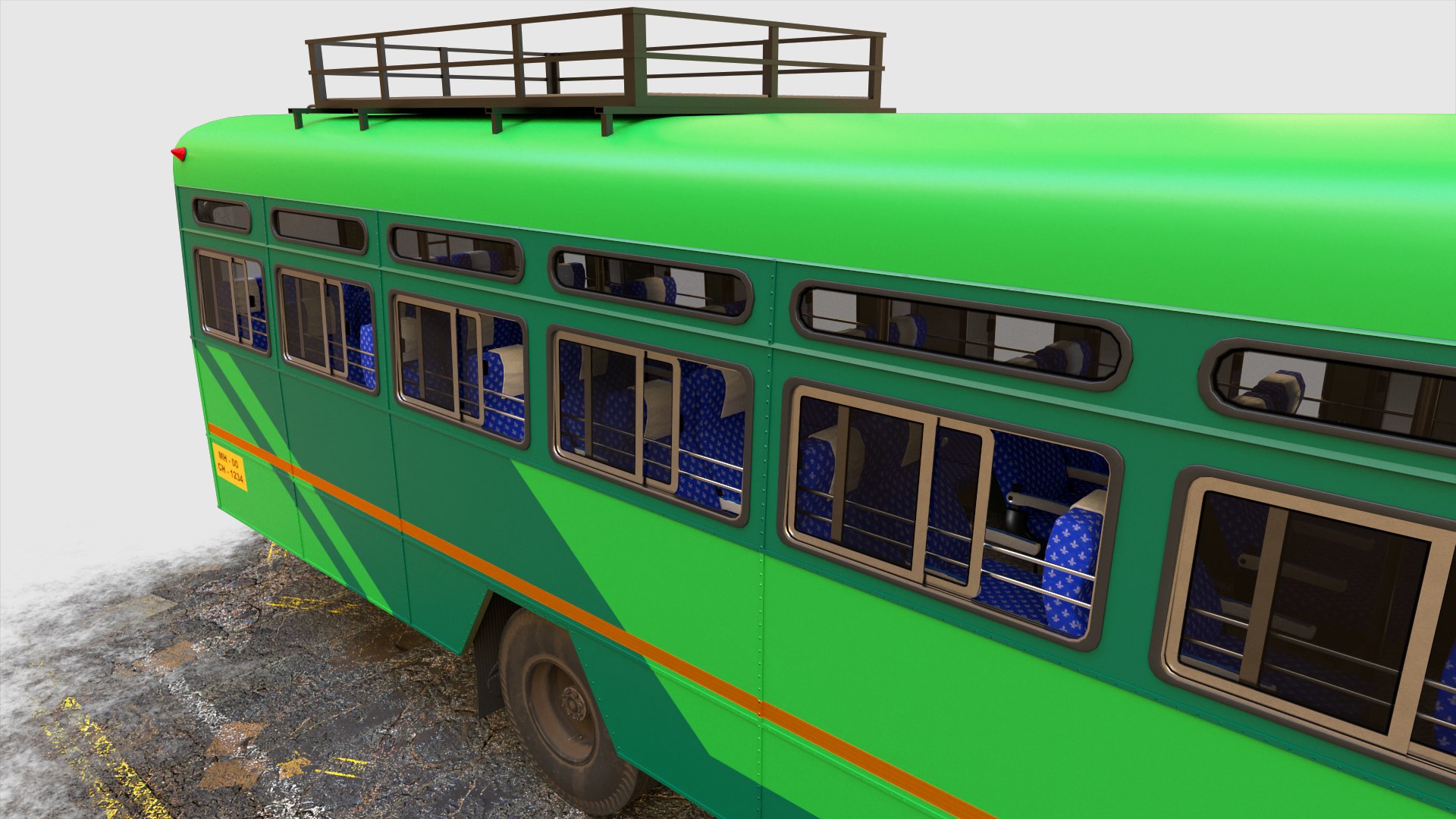 Indian ST Bus V1 Dark Green Light Green 3D Model - TurboSquid 2209718