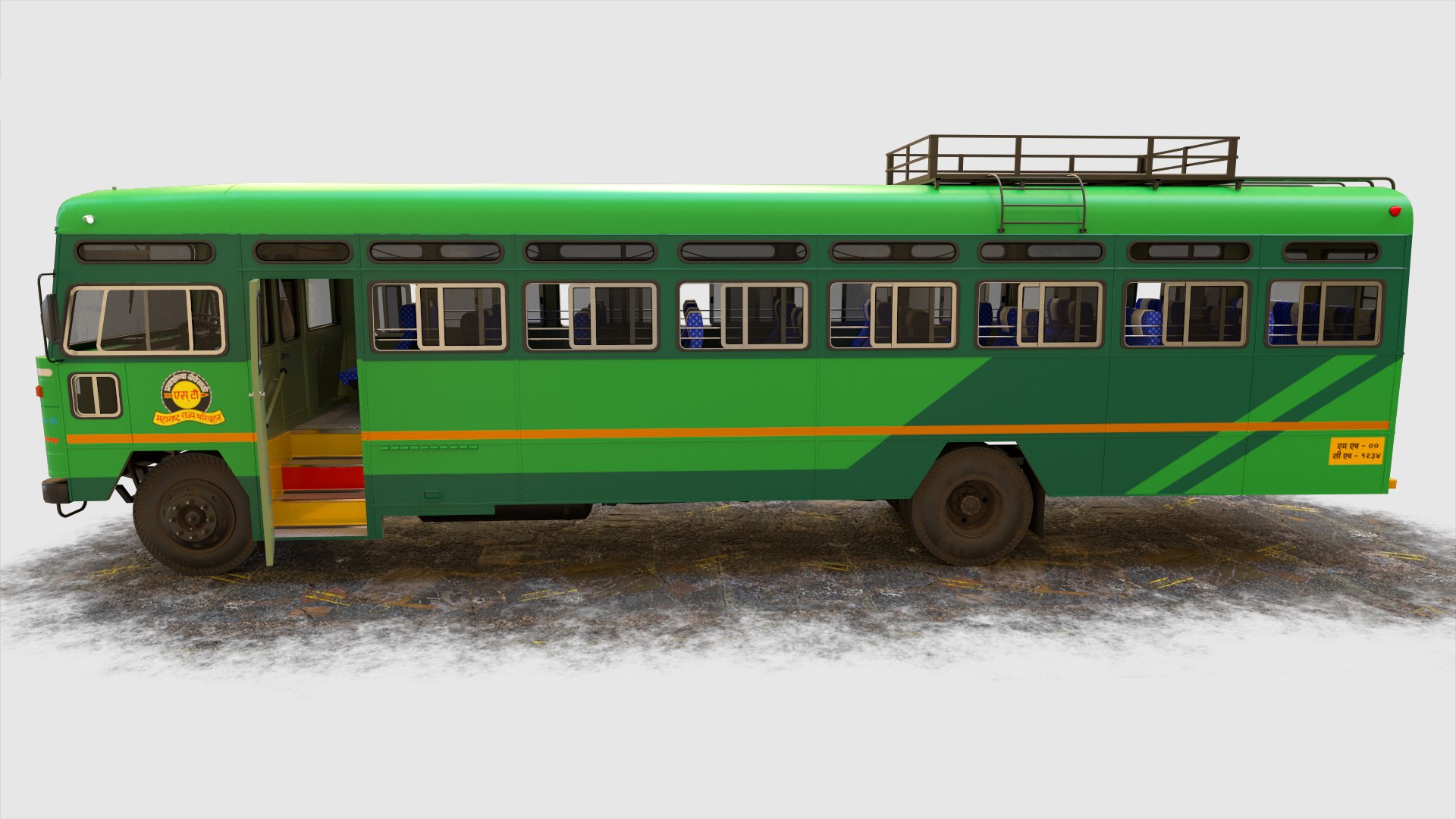 Indian ST Bus V1 Dark Green Light Green 3D Model - TurboSquid 2209718