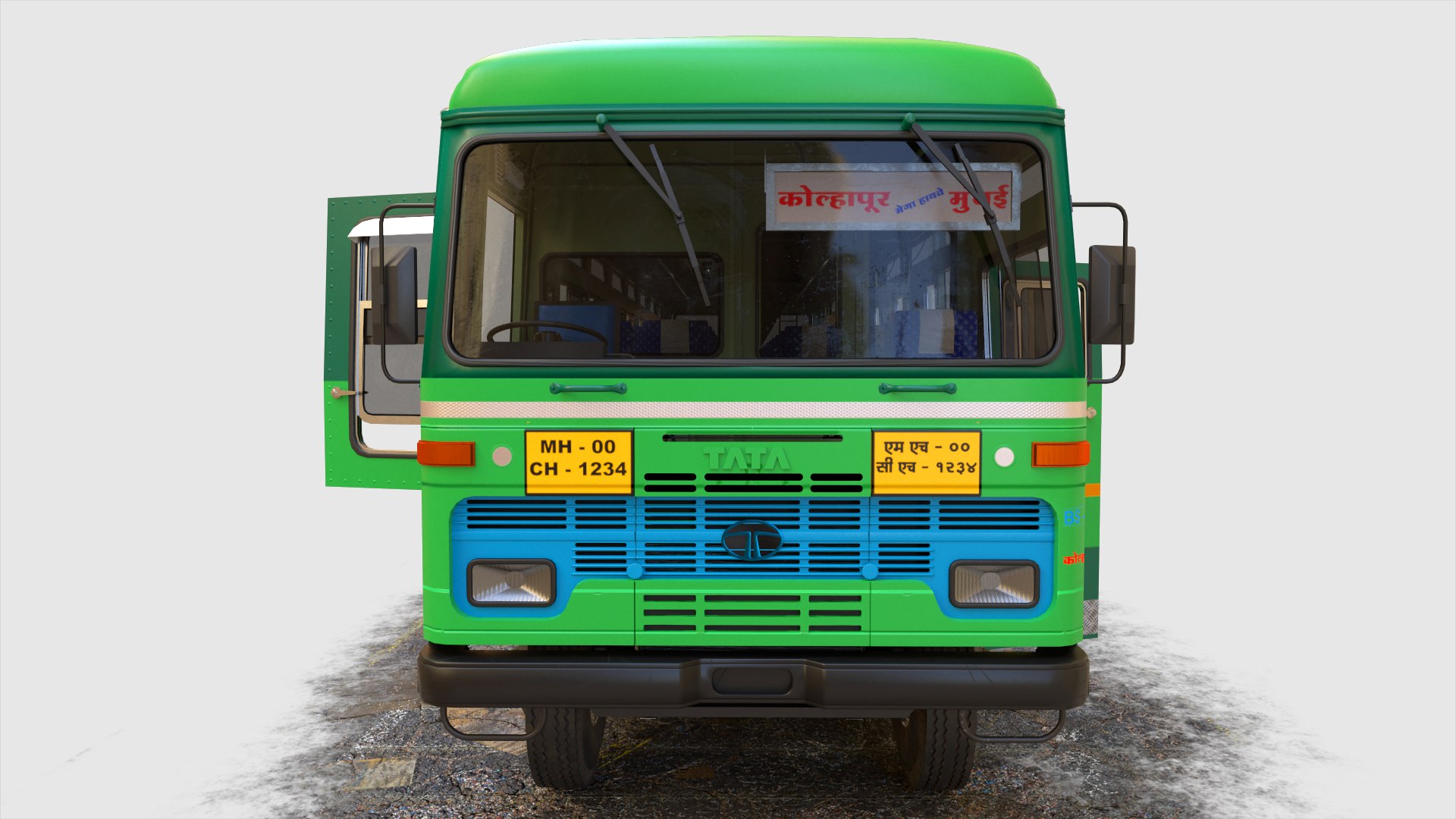 Indian ST Bus V1 Dark Green Light Green 3D Model - TurboSquid 2209718