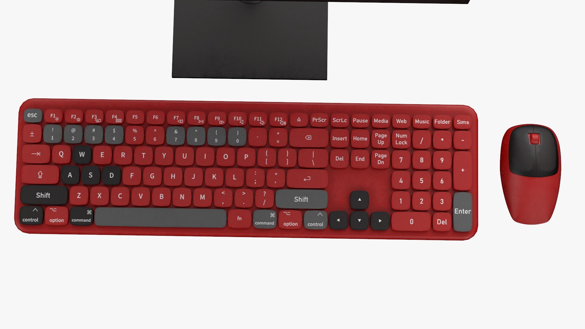 Wireles Computer Set Keyboard Mouse Monitor Berry Red 3D - TurboSquid ...